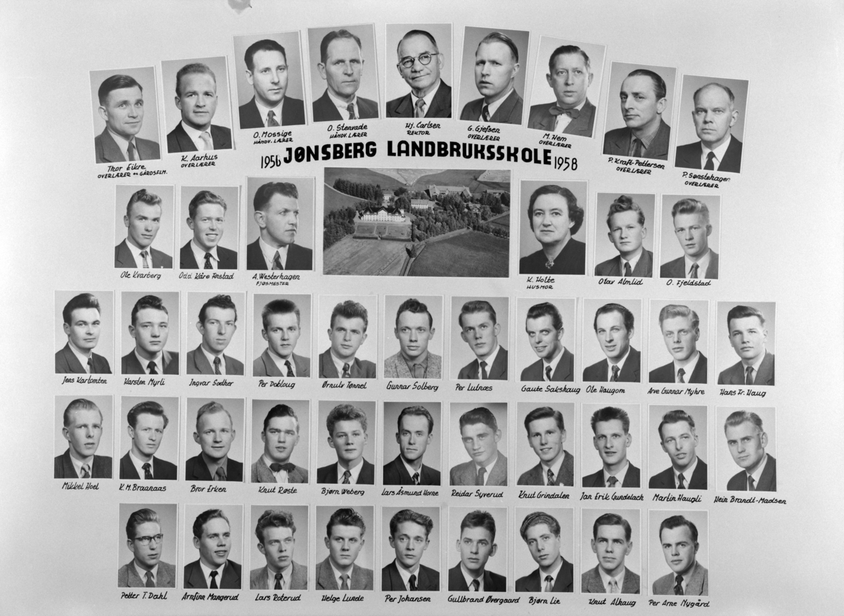 Gr: Jønsberg landbruksskole, montasje, 1956-1958, Romedal i Stange ...